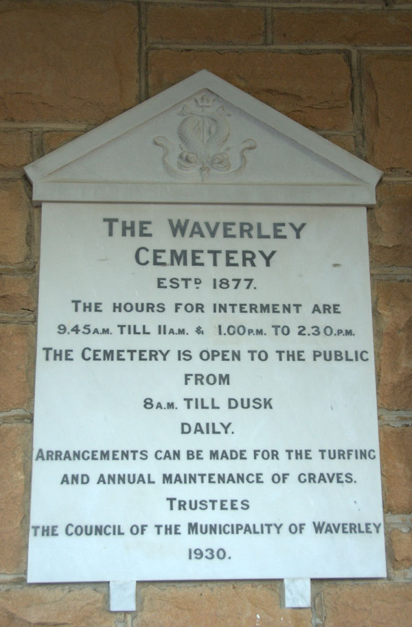 Australian Cemeteries - New South Wales- Waverley Cemetery